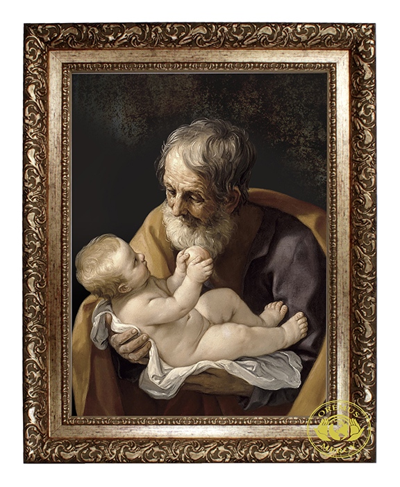 Saint Joseph and the Child Jesus On Canvas (framed) - Heavenly Gifts USA