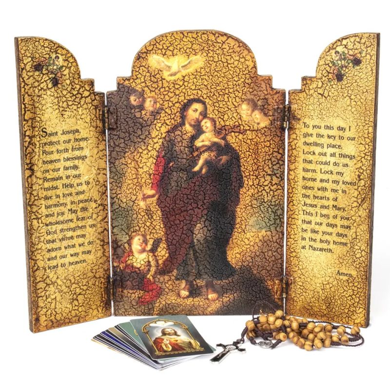 St. Joseph Wooden Triptych - Heavenly Gifts USA