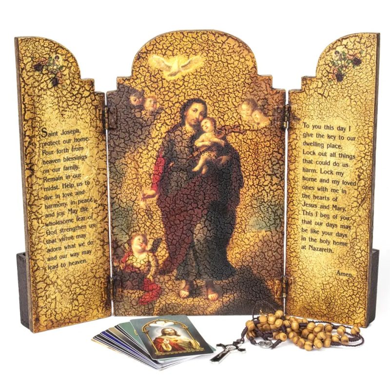 St. Joseph Wooden Triptych - Heavenly Gifts USA